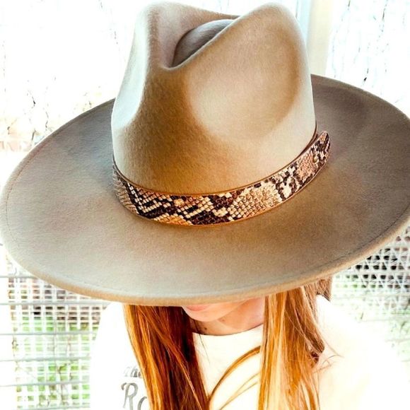 Accessories | Lightbrownsnake Print Panamafedora Hat | Poshmark